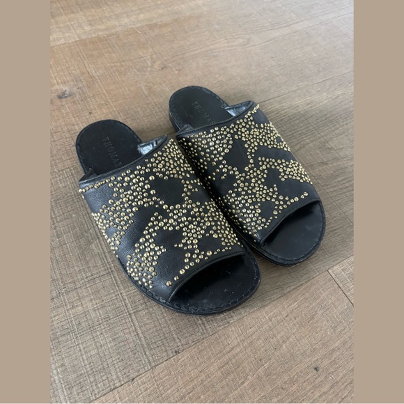 Thomas Wylde | Shoes | Thomas Wylde Leather Studded Flat Sandals Slides ...